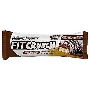 FITCRUNCH Snack Size Protein Bars, Designed by Robert Irvine, 6-Layer Baked Bar, 3g of Sugar, Gluten Free & Soft Cake Core (9 Count, Flavor Lovers)