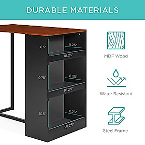 Best Choice Products 3-Piece 36in Wooden Counter Height Dining Table Set for Kitchen, Dining Room w/Storage Shelves, Metal Frame, 2 Barstools - Espresso