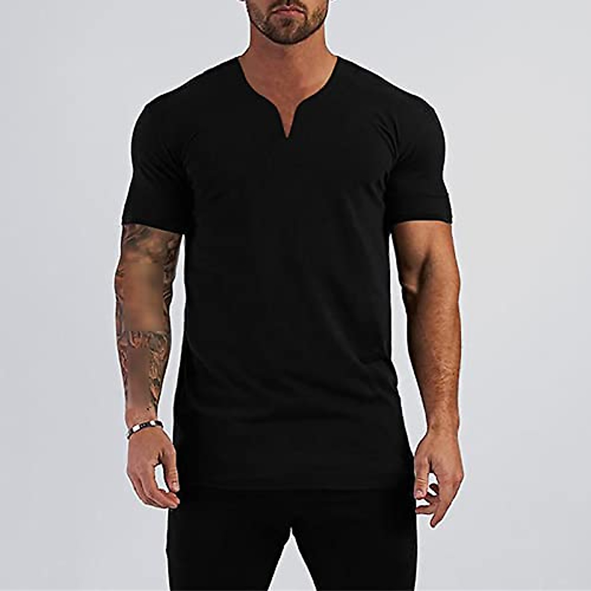 Mens Athletic Workout Gym T-Shirts Short Sleeve Training Bodybuilding Shirts Lightweight Slim Fit Muscle Tee Top (Black,Medium)