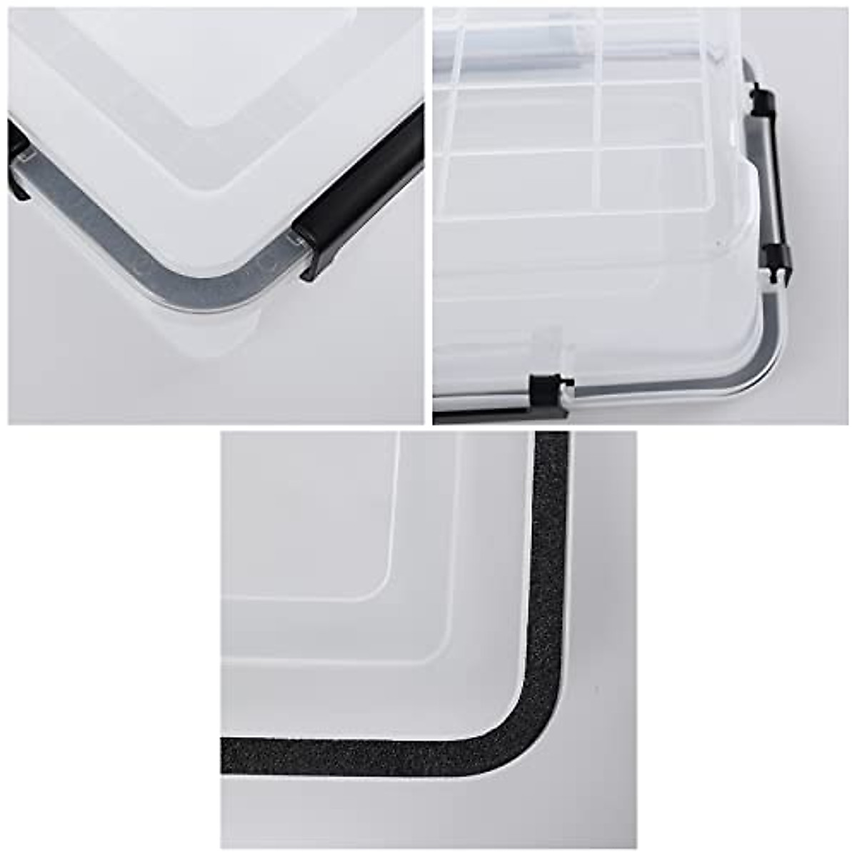 Rinboat 10L Clear Plastic Storage Box with Lid, Latching Storage Box, Pack of 6