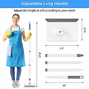 Baseboard Cleaner Tool with Handle, DELUX Baseboard Cleaner with Extendable Long Handle, 4 Reusable Cleaning Pads Wall Cleaner for Baseboards Cleaning, Ceiling, Wall, Floor, Shower Bathroom Kitchen