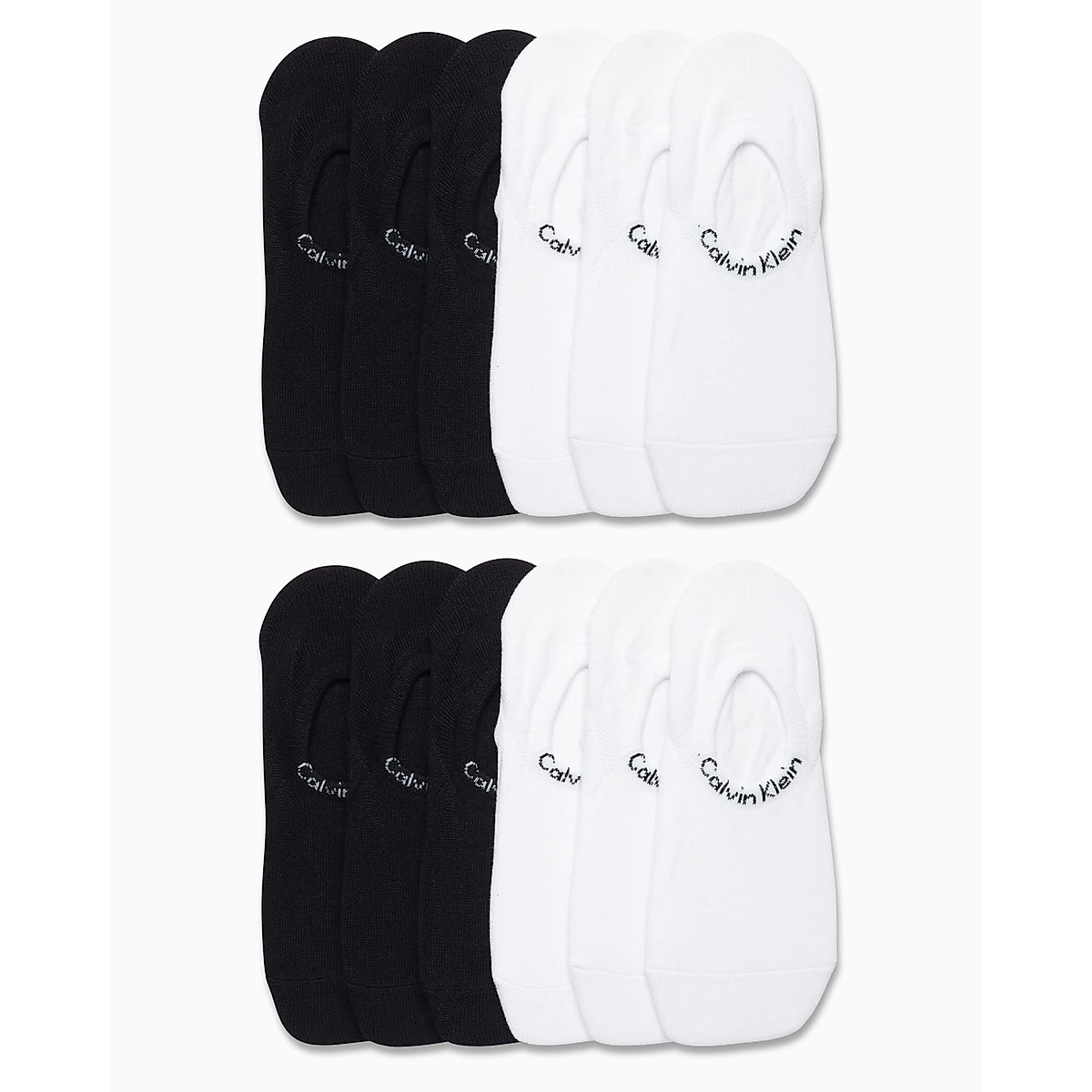 Calvin Klein Womens' Socks - Lightweight Performance No-Show Liners (12 Pack), Size 4-10, WhiteBlack Assorted