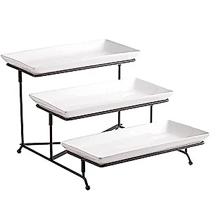 Serving Tray with Handle Exrta Large Porcelain Serving Platter Perfet for Display 16-Inch White