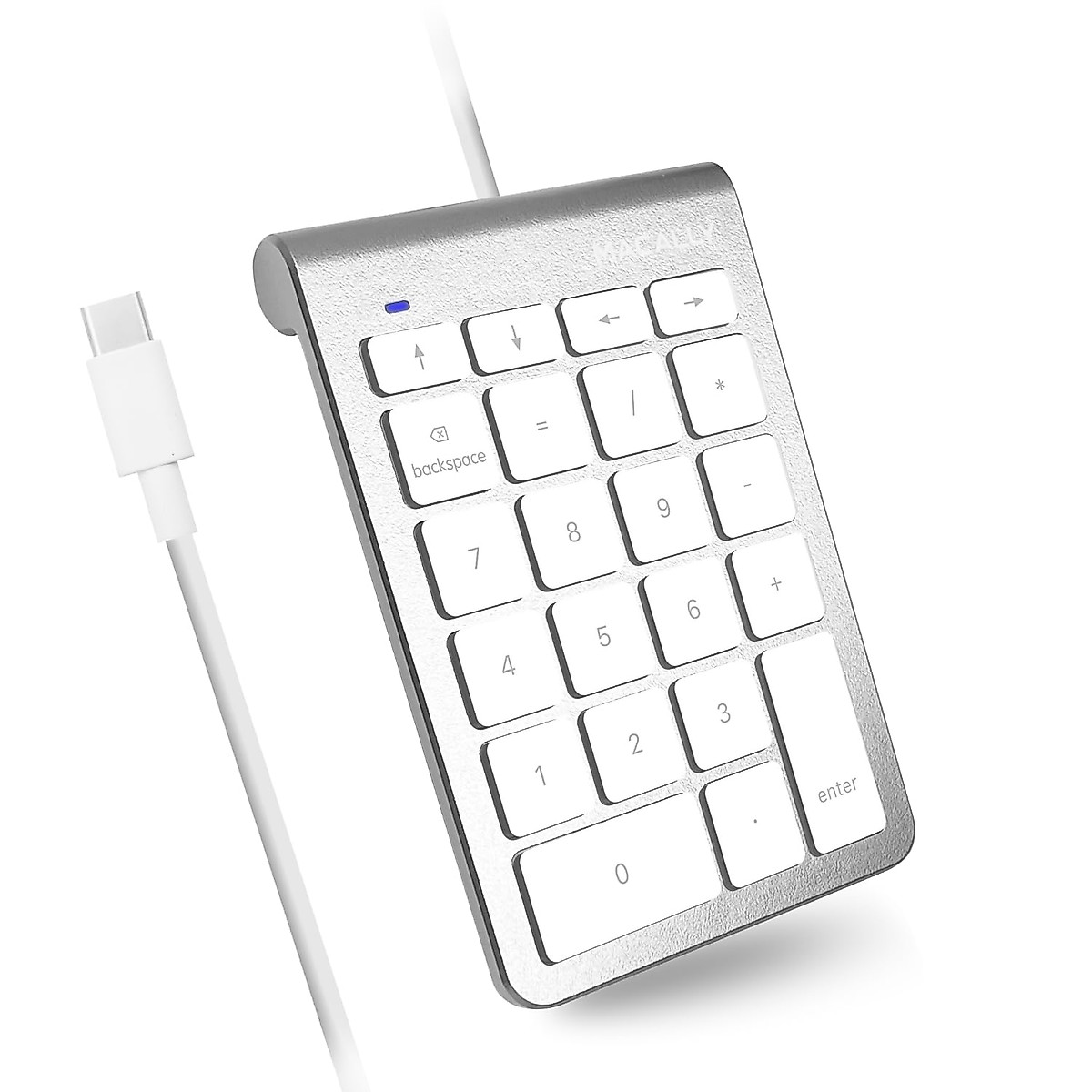 Macally Wired USB C Number Pad Keyboard - Type C Numeric Keypad for Laptop, Apple Mac iMac MacBook Pro/Air, iPad, Windows PC, or Desktop Computer - 10 Key USB Keypad Numpad with 5 Foot Cable