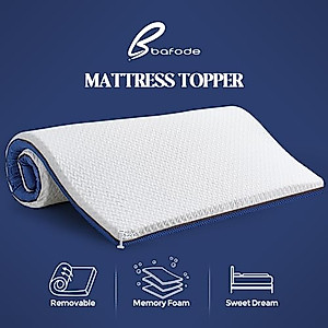 Bafode Gel Memory Foam Mattress Topper Twin - 3 Inch Medium Firm Double Side Mattress Pad Twin Size - Medium Firm High Density Foam Mattress Bed Topper
