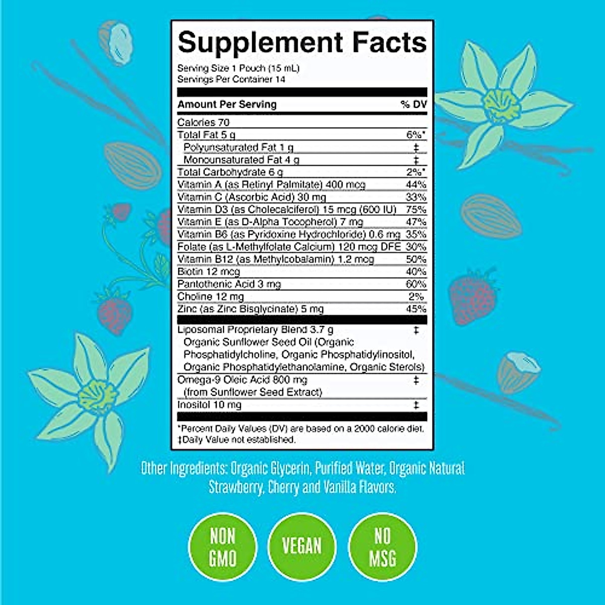 Multivitamin for Kids USDA Organic | Sugar Free Kids Multivitamin | Liquid Vitamins for Kids | Immune Support Supplement | Cognitive Health & Overall Wellness | Vegan | 14-0.5 Fl Oz Pouches