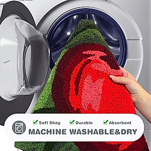 Apple Rug Fruit Shaped Mat Orchard Rug Red Hand Woven Carpet Bedroom Area Rug Non Slip Bathroom Rug Apple Orchard Home Decor Doormat Area Rugs Modern Area Rugs 17.7"x 31.49"