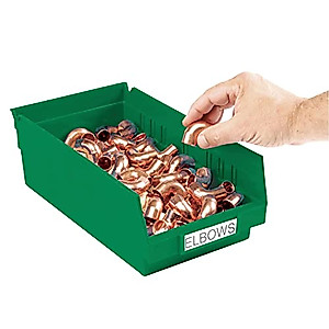 Global Industrial 13 Shelf Steel Shelving with (60) 4" H Plastic Shelf Bins, Green, 36x12x72