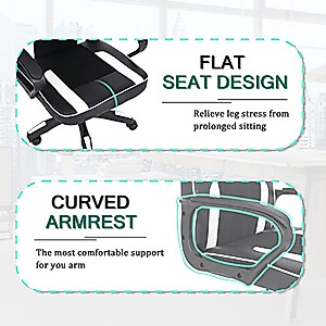 Executive Office Chair with Arms, Mid-Back Desk Chair Black PU Leather Ergonomics Office Task Chair Adjustable Swivel