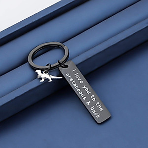 MYOSPARK Dinosaur Keychain I love You To The Cretaceous Back T-Rex Gift For Couple Dinosaur Lover (dinosaur keychain black)