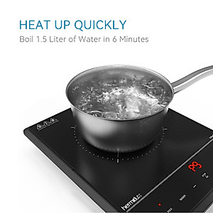 Hermitlux Portable Induction Cooktop, 1800W Professional Hot Plate with Sensor Touch & Safety Lock, 9 Power Setting Stove with Timer