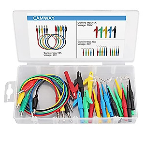 CAMWAY 25pcs Back Probe Test Lead- 15pcs Back Probe Pins & 5pcs Banana Plug to Alligator Clip 5 PCS Alligator Clips for Multimeter Diagnosis Circuit Testing