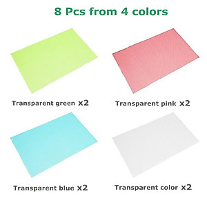 Refrigerator Liners,Fridge Mats Liners for Glass Shelves Washable Oilproof,EVA Shelf Mat Drawer Liner Protects Against Spills Can Be Cut-8 Pack Mixed(Blue+Green+Pink+White)