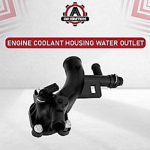 Engine Coolant Housing Water Outlet with Sensor - Compatible with Chevy Cruze, Sonic, Trax and Buick Encore 1.4L - Replaces 25193922, 15-11105, 902-846, 55565334, 1511105, 902846