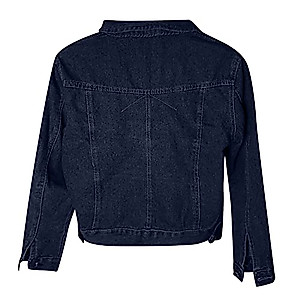 Womens Jean Jacket, Casual Long Sleeve Cardigan Blue Jacket Lady Coat Jumper Slim Denim Jacket Winter Oversize Blazer Women Sport Jackets For Mens Sports Jacket Blazer Suit (3XL, Dark Blue)