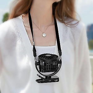 ENCHANTLIVING Portable Mini Clip On Fan,Desk Fan,Neck Fan,2.8 Inch Rechargeable,720 degree Rotate,3 Speed Quiet Mini Clip Fan,Small Clip on Fan Ideal For Outdoor Bedroom Office Camping Travel (black)