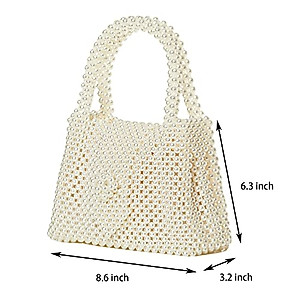 Grandxii Handmade Womens Pearl Tote Bags Handbag Elegant Purses Evening Clutch Wedding Party Travel Bag