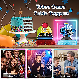 9 Pcs Video Game Honeycomb Centerpieces Video Game Birthday Table Decorations For Boys Blue Game Table Toppers 3D Gaming Party Decorations for Kids Boys Game Themed Birthday Baby Shower