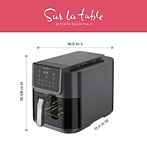 SUR LA TABLE KITCHEN ESSENTIALS 5-in-1 Compact 8-Quart Basket Air Fryer with Window for Easy Viewing, Digital Touchscreen Display with 10-Presets, Air Fry, Bake, Broil and Reheat in Minutes, 1500w