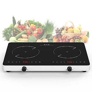 VBGK Double Induction Cooktop,4000W 110V Induction stove top Knob Control, Portable Iduction Cooktop with 9 Power Levels, Child Safety Lock & Timer 2 burner Induction cooktop
