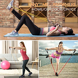 Resistance Bands Set, himaly Exercise Bands Workout Bands with Handles, Door Anchor, Carry Bag, Legs Ankle Straps for Strength Training, Exercise Bands Set for Home Gym Outdoor