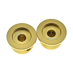 4-Pack Set Screw Style Aluminium Potentiometer Knobs 1/4" Universal Top Hat Knobs Bell Volume Tone Control Knobs for Guitar/Bass/AMPS/Preamps Gold