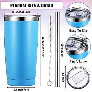 Eaasty 25 Pack Insulated Travel Tumbler with Straw and Lids 20 oz Stainless Steel Vacuum Tumbler Cups Powder Coated Coffee Mug for Cold and Hot Drinks (Multicolor)