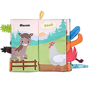 Vicloon Baby Books 0-6 Months, Soft Cloth Books Baby Books Bath Books, Infant Tummy Time Toys High Contrast Sensory Baby Toys Crinkle Squeaky Washable Chewable Non-Toxic Early Educational Book