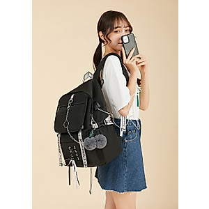 Spotted Tiger School Backpack for Girls Bookbag School Bag Aesthetic Backpack for Teen Girls Women (Black)