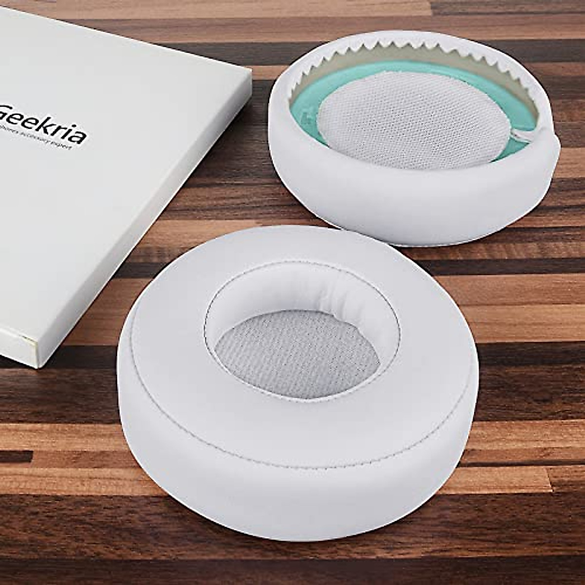 Geekria QuickFit Replacement Ear Pads for Monster Beats Pro Detox Headphones Ear Cushions, Headset Earpads, Ear Cups Repair Parts (White)