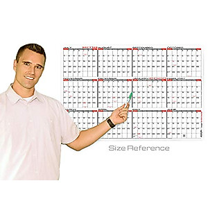 JJH Planners - Laminated - 24" x 36" Large Academic 2023-2024 Wall Calendar - Horizontal 12 Month Yearly Annual Planner (23-24h-24x36)