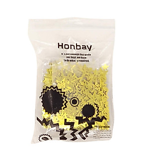 Honbay 60g 2.1 Ounce Gold Star Confetti Star Sequin for Wedding, Birthday, Party, Festival Decorations, Hollow and Solid