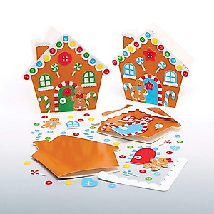 Baker Ross AT186 Gingerbread House Mix & Match Card Kits - Pack of 6, Decorate and Display for Christmas Decorations, Ideal Kids Arts and Crafts Project