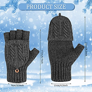 SATINIOR 3 Pairs Winter Knitted Convertible Fingerless Gloves Knit Flip Fingerless Gloves with Fingers Gloves with Cover for Women Men (Multicolored)