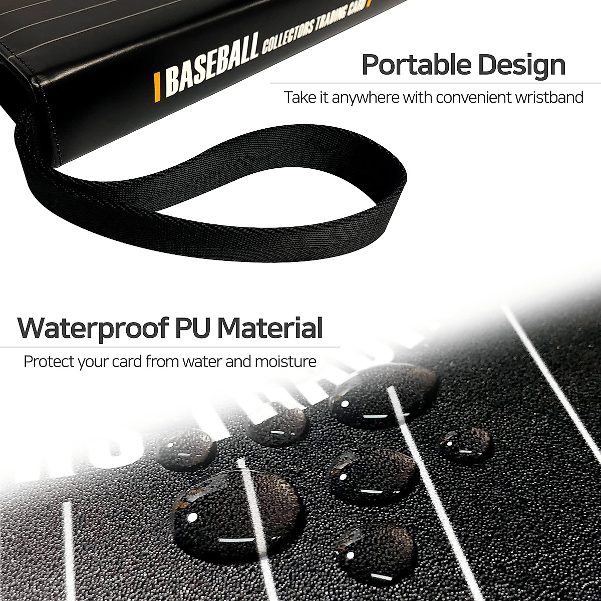 ZINOMAR Baseball Card Binder with Sleeves, 40 Pcs 9-Pocket Pages for 720 trading cards, Portable Card Collector Album Holder Book, Zip Carrying Case Display Storage for TCG - Black