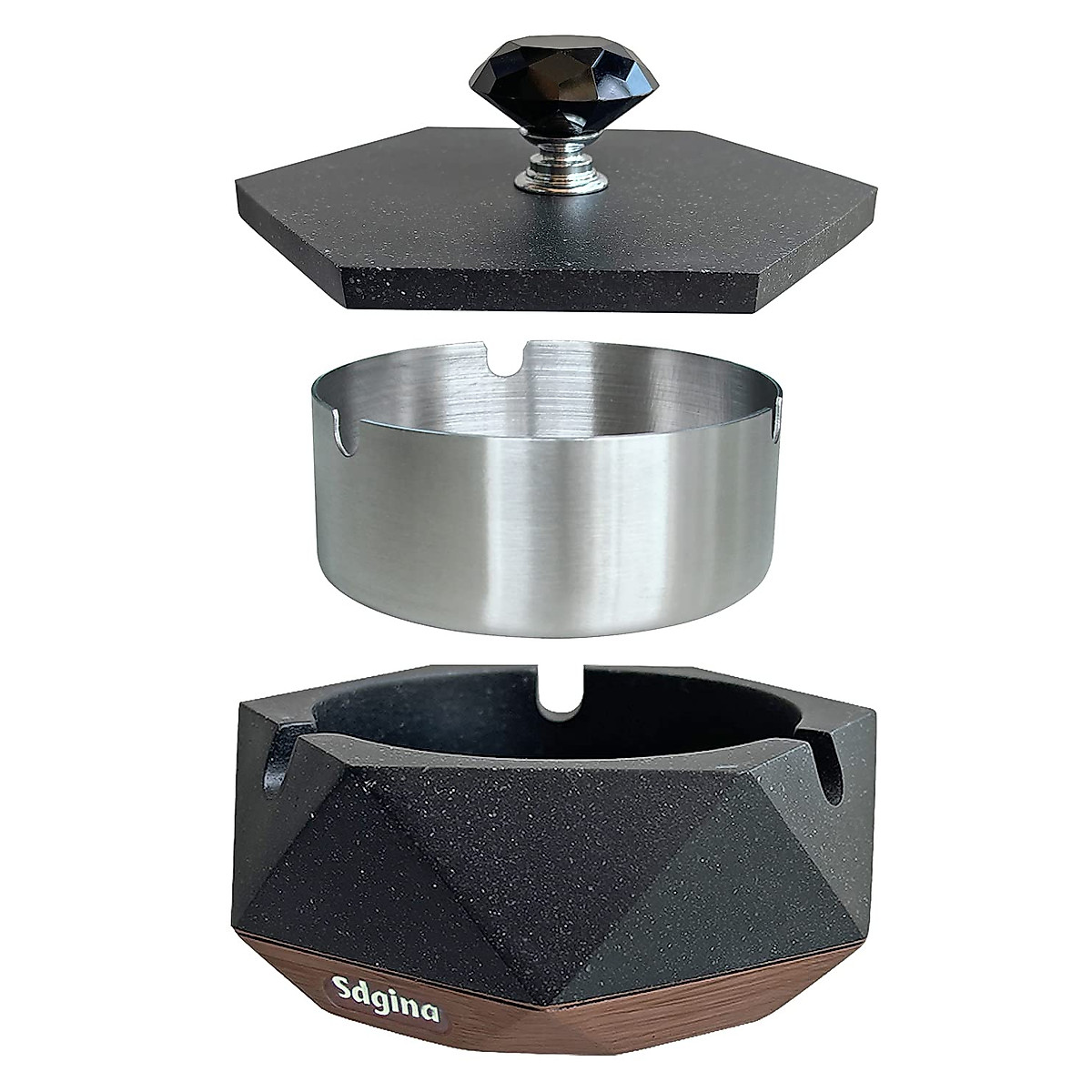 Ashtray for Outside Patio, Black Ash Tray with Lid and Removable Liner, Perfect Outdoor Ashtray for Cigarette Smokers, Cool Outdoor Ashtrays for Patio Waterproof/Windproof