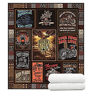 YunTu Motorcycle Blanket Super Soft Sherpa Throw Blankets for Bed Sofa and Couch Cool Motorcycle Gifts for Men and Women Fluffy Warm Blankets