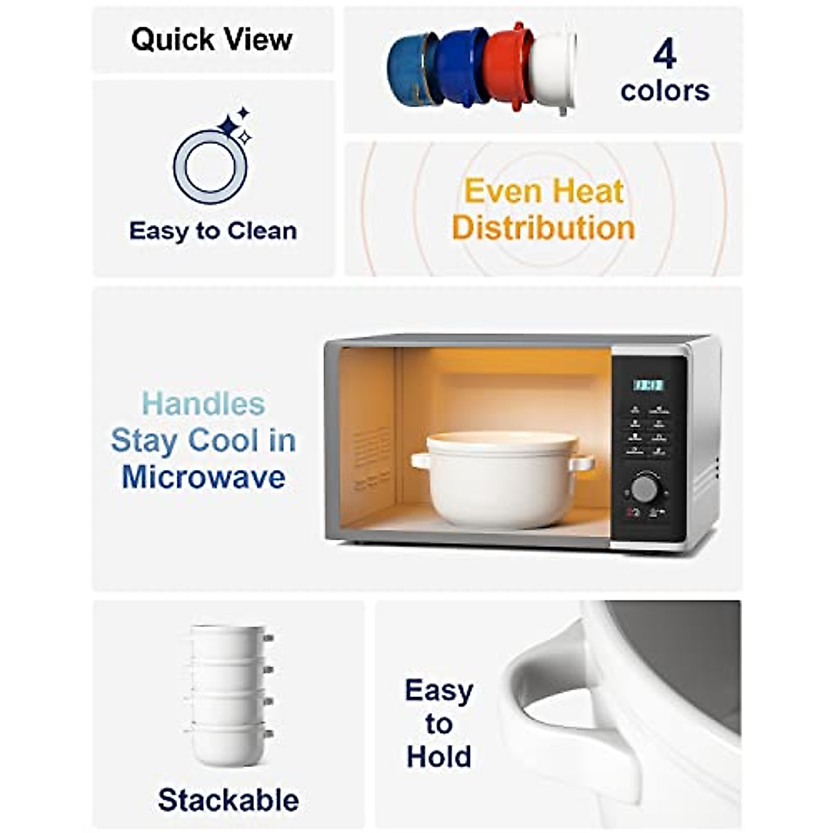 LE TAUCI Soup Bowls With Handles 28 Ounce, French Onion Soup Bowl for Chili, Beef Stew, Cereal, Ceramic Soup Crocks oven Safe, Microwave Dishwasher Safe - 5.5 inch, Set of 4, White