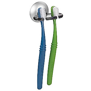 iDesign Plastic and Aluminum Ultra Power Lock Suction Toothbrush Holder, The Metro Collection - 2.75" x 2.3" x 1.8", Gray