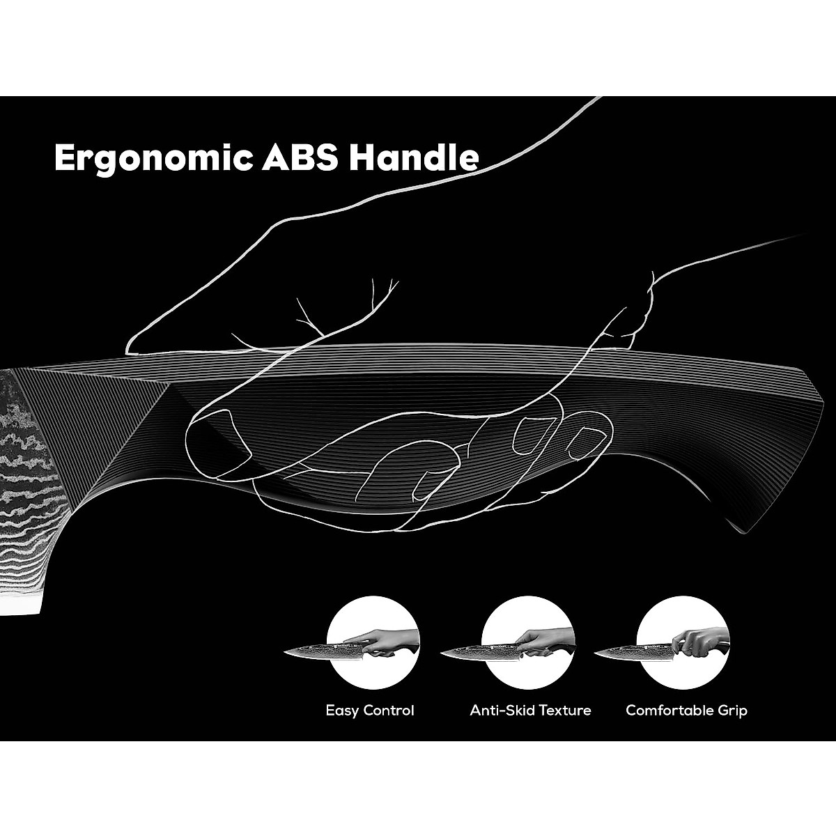 BRODARK Damascus Chef Knife 8 Inch - Ultra Sharp Kitchen Knife, Japanese Knife with Full-Tang Ergonomic Handle, Cooking Knife for Home, Restaurant (Dark Horse Series)
