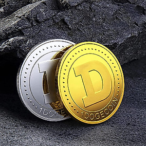 Generl 2 PCS-1 oz Dogecoin Commemorative Coin 2021 Gold-Plated, Silver-Plated, Dogecoin Limited Edition Collectible Coins, with Protective Cover, Display Stand —Gifts for Dog Lovers