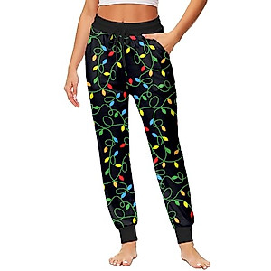 Christmas Lights Pajama Pants Women Sleepwear Bottom Family Casual Athletic Sweatpants M
