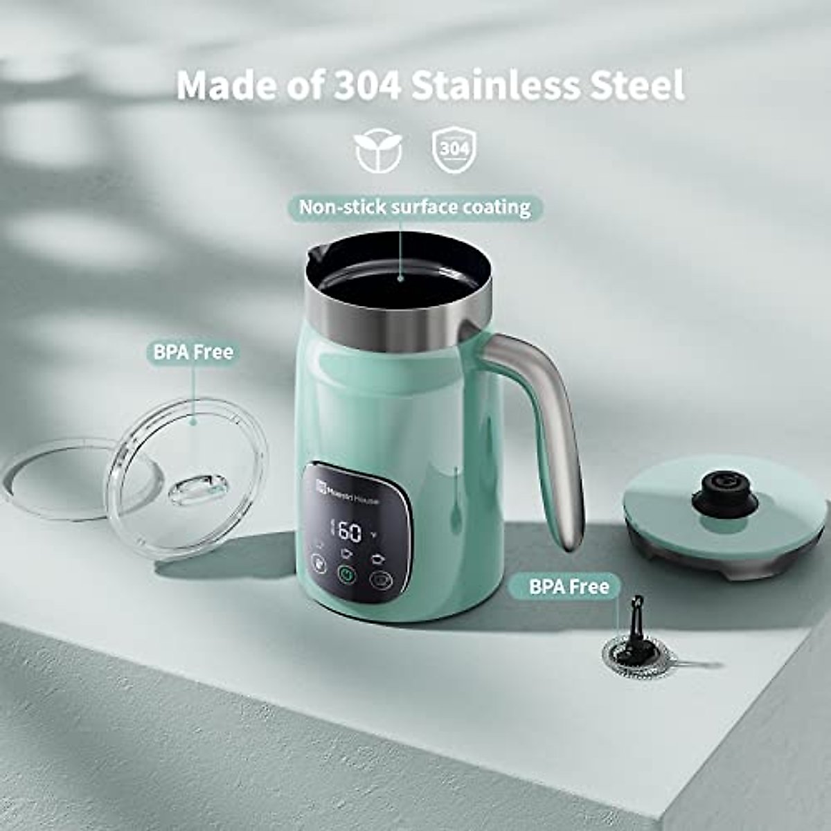 Maestri House Milk Frother, Variable Temp and Froth Thickness Milk Frother and Steamer, 14.1OZ/400ML Smart Touch Control Foam Maker, Memory Function for Latte, Warm Milk, Hot Chocolate