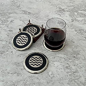 Metal Coasters Unique Fine Modern Designs in Set of 4 Units Wedding Birthday Office Gift (Senses)