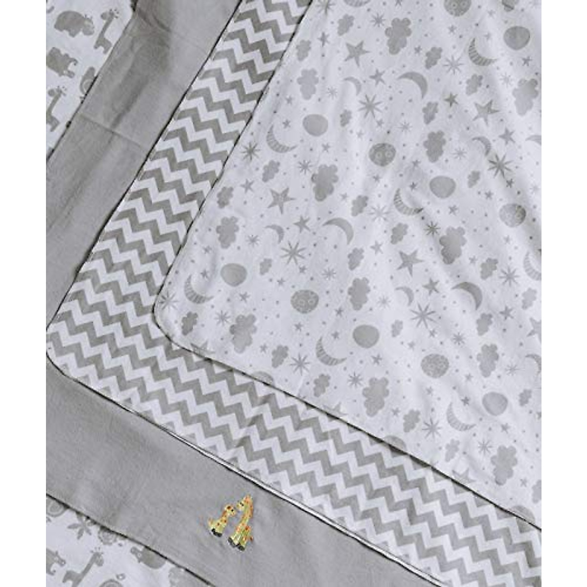 Spasilk Receiving Baby Blanket, 100% Cotton Flannel Blanket, Pack of 4, Gray Giraffe
