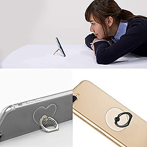 SENHAI 6 Pcs Transparent Mobile Phone Ring Holder, Round and Heart-Shaped 360 Degree Rotating Universal Ring Buckle Grip Stand for Smartphones, Tablets