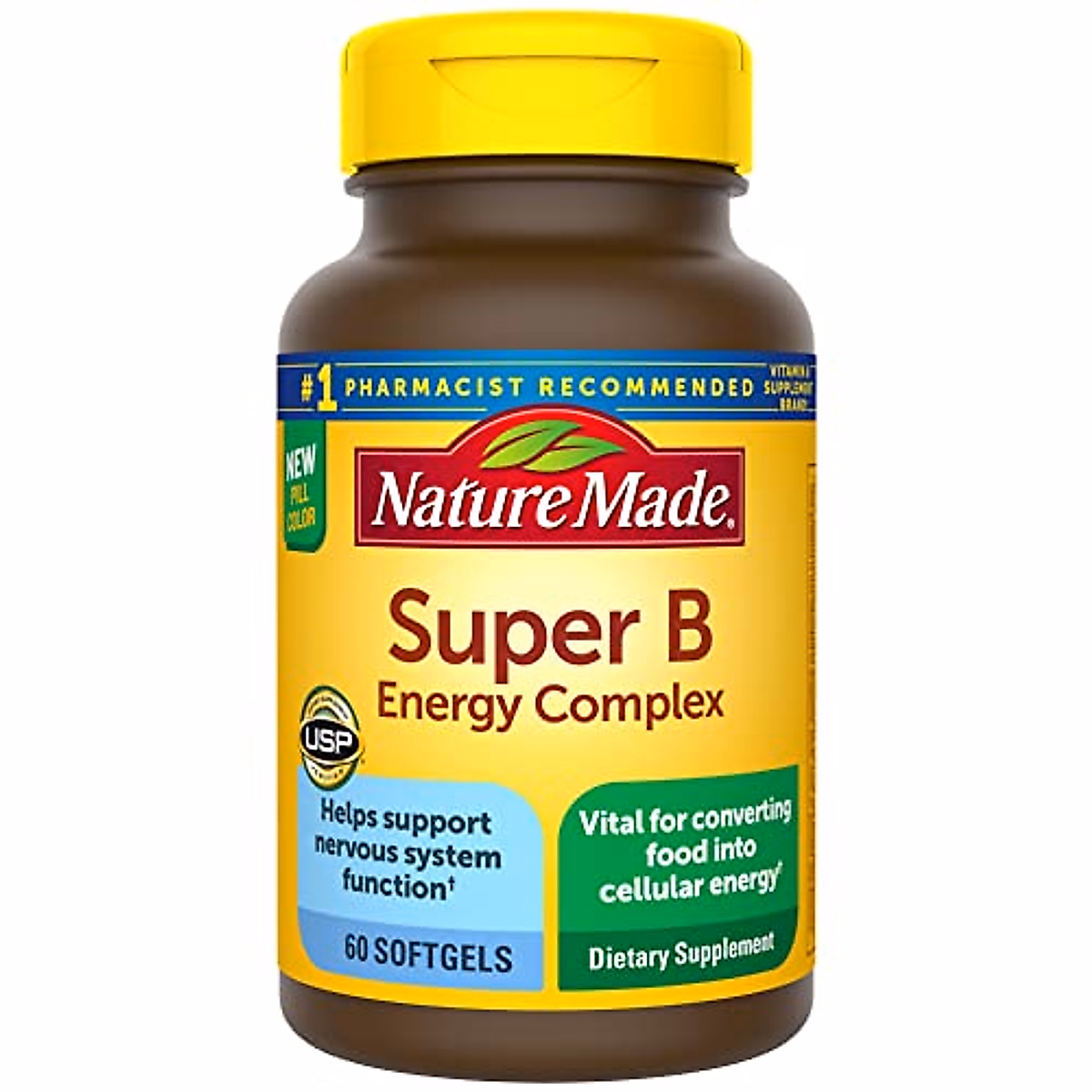 Nature Made Super B Energy Complex, Dietary Supplement for Brain Cell Function Support, 60 Softgels, 60 Day Supply