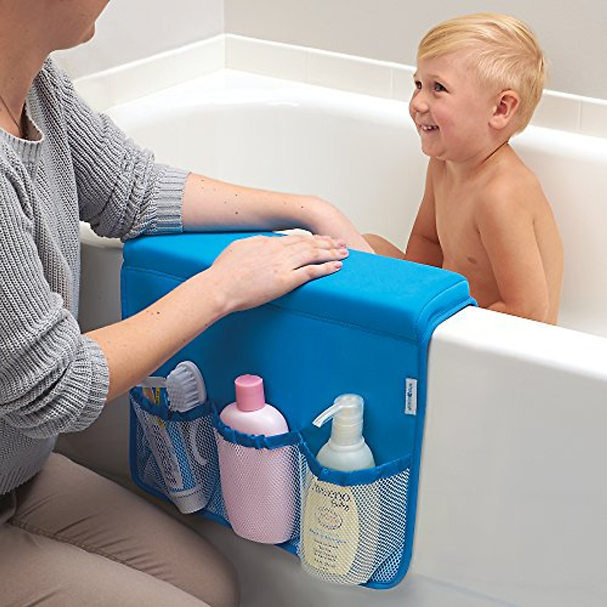 InterDesign Tub Saddle Storage, Neoprene/Mesh, Blue