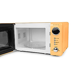 Nostalgia Retro Compact Countertop Microwave Oven, 0.7 Cu. Ft. 700-Watts with LED Digital Display, Child Lock, Easy Clean Interior, Orange