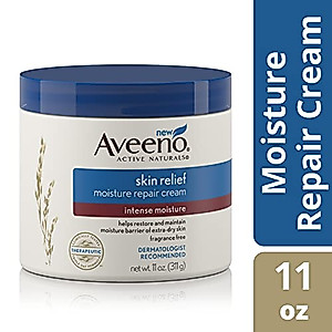 Aveeno Skin Relief Intense Moisture Repair Body Cream with Triple Oat & Shea Butter Formula, Helps Relieve & Restore Extra-Dry Skin with Long-Lasting Moisture, Fragrance-Free, 11 oz